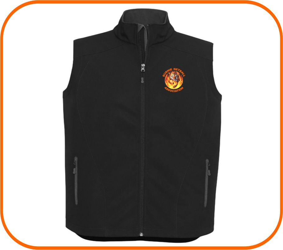 Burnie Netball Association Softshell Vest - Geneva – Cassovic Tasmania
